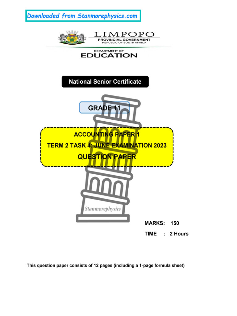 Limpopo Accounting Grade 11 June 2023 P1 and Memo | PDF Limpopo Accounting Grade 11 June 2023 P1 and Memo | PDF