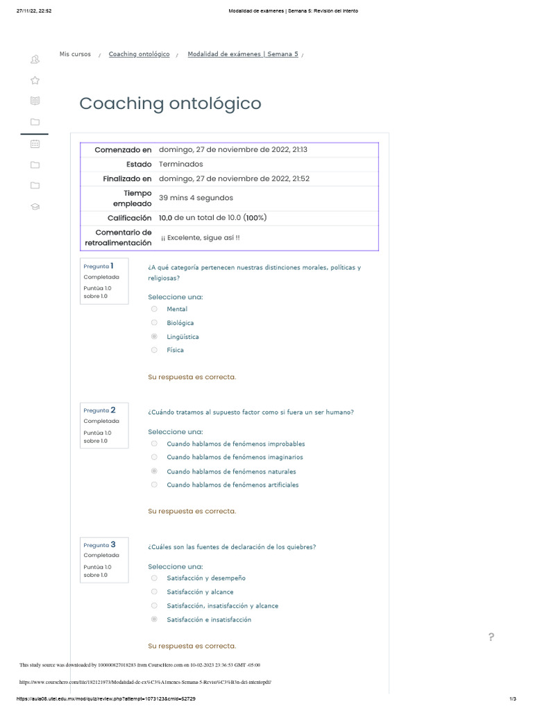 Modalidad de Ex Menes Semana 5 Revisi N Del Intento PDF | PDF