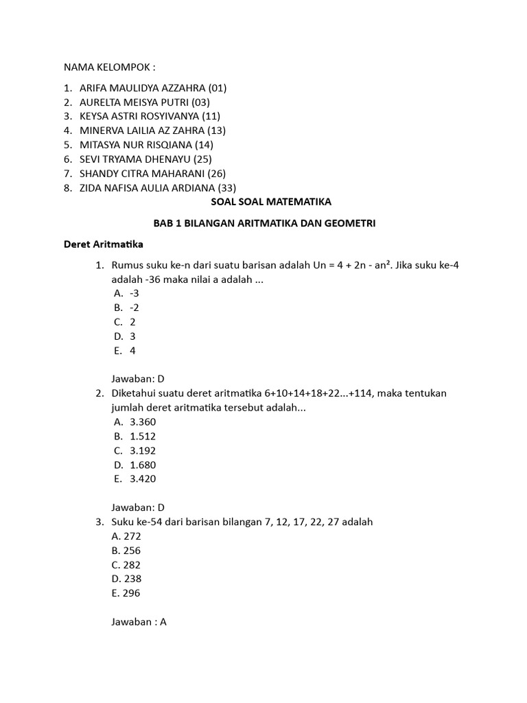Kel 1 Soal MTK Aritmatika Geometri | PDF