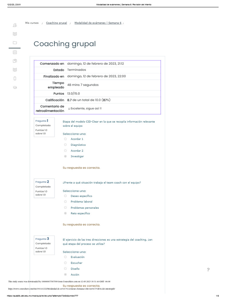 Modalidad de Ex Menes Semana 6 Revisi N Del Intento PDF | PDF