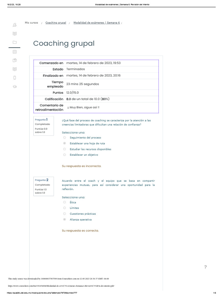 Modalidad de Ex Menes Semana 6 Revisi N Del Intento PDF | PDF