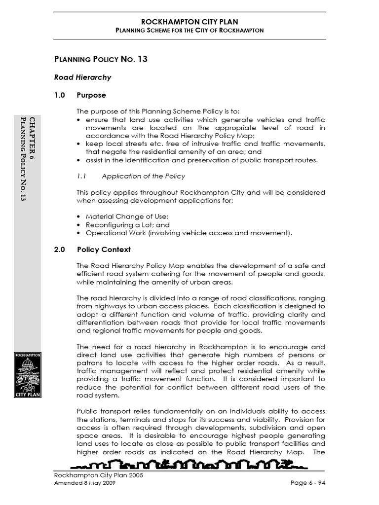 RCP C6 PP13 - Road Hierarchy | PDF | Road | Traffic