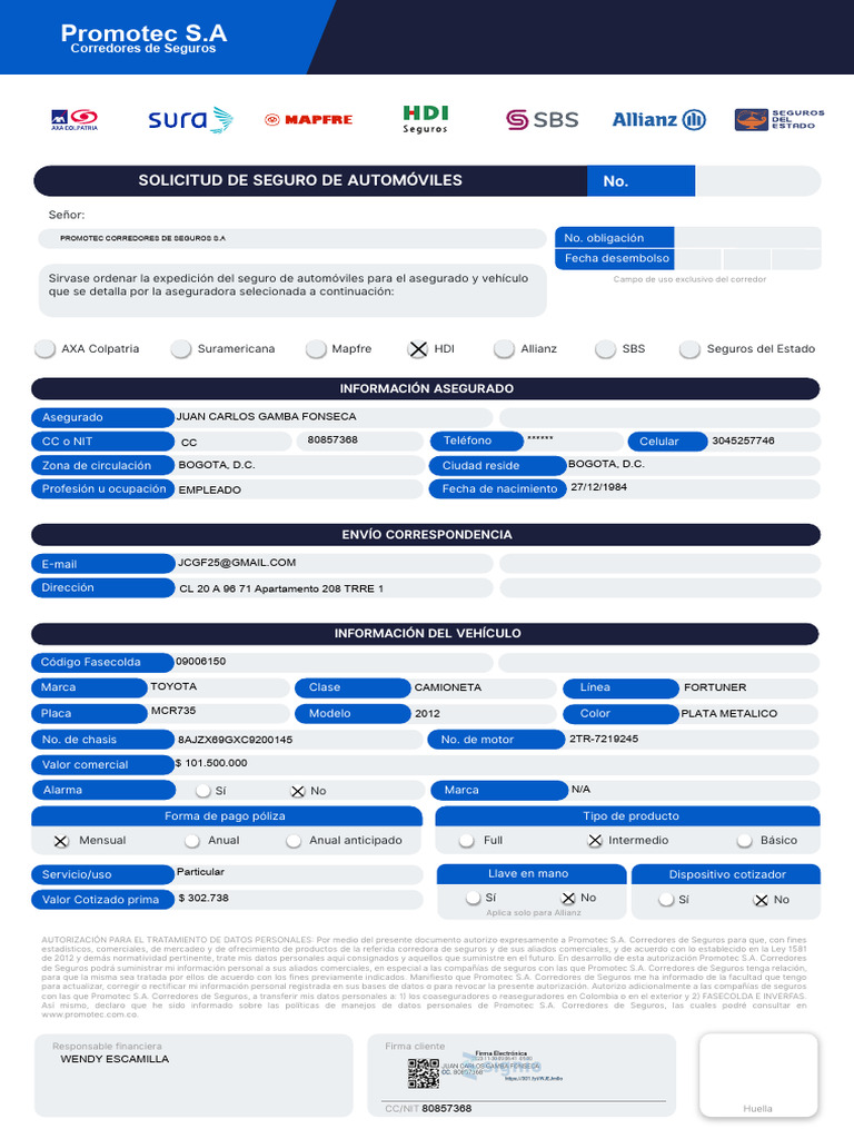 003 Formato Seguro de Vehiculo - 1701352121-F-f | PDF