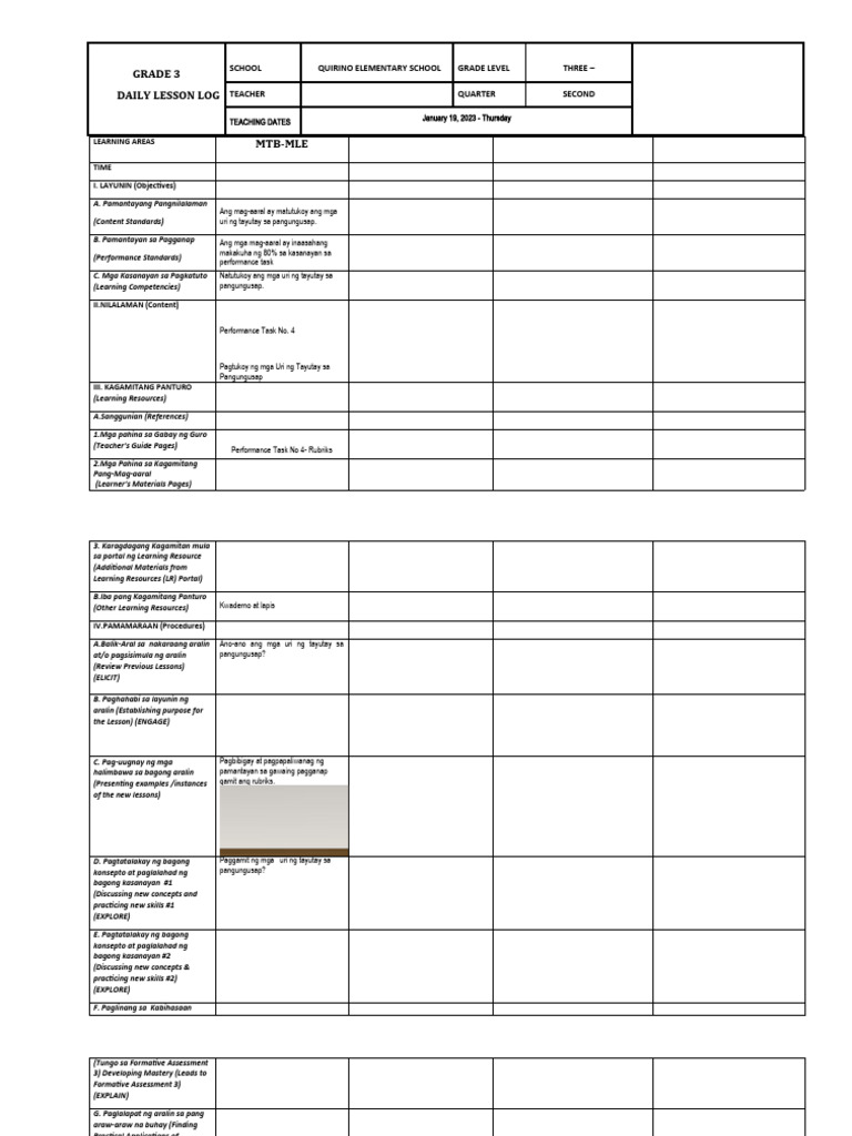 Dll-Mtb-Mle 3 - Enero 19 - Performance Task Blg. 4 (Ikalawang Markahan) | PDF