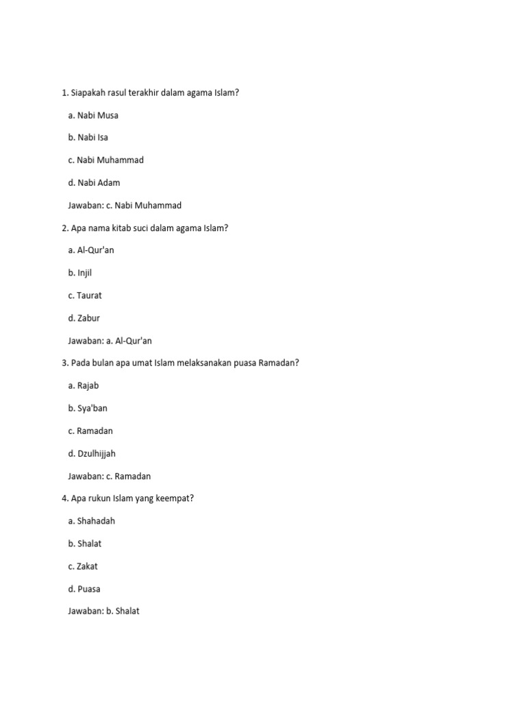 Soal Pendidikan Agama Islam Kelas 2 SD | PDF