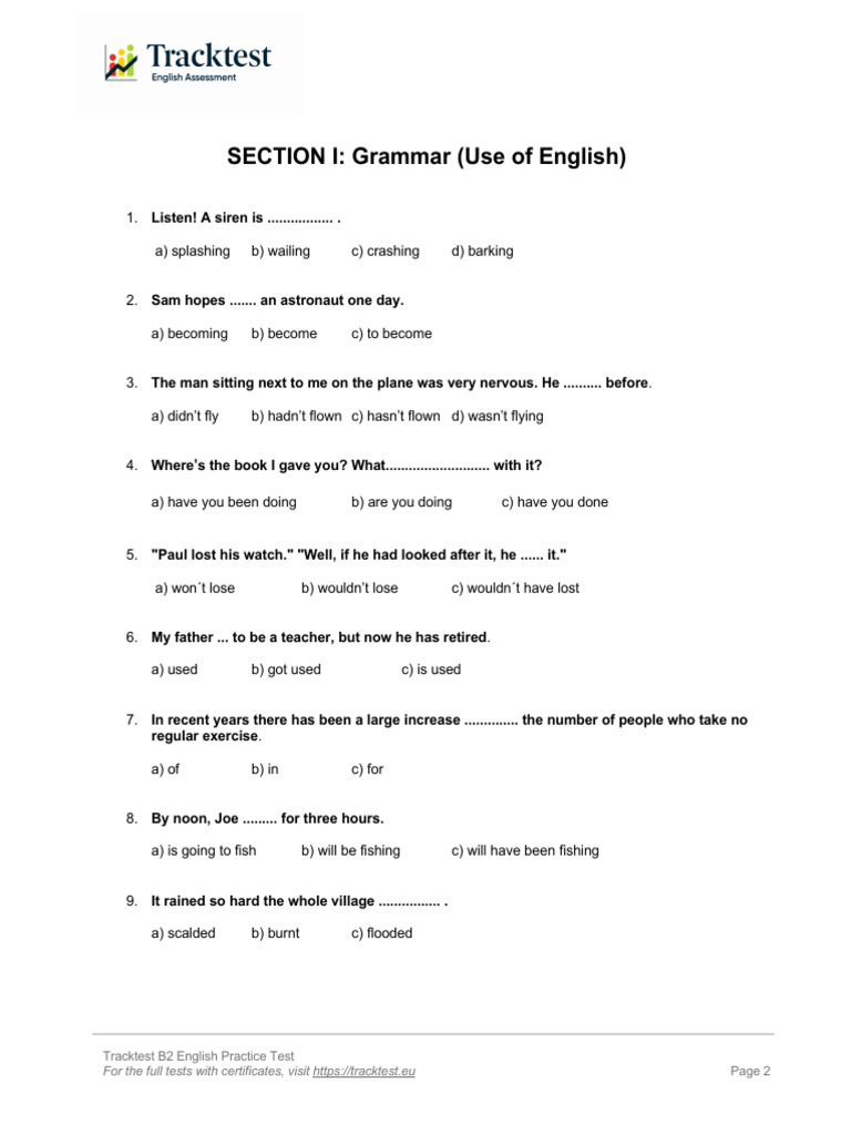 English Intermediate Test | PDF