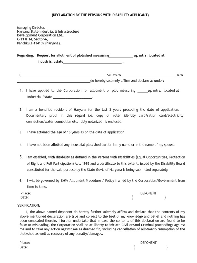 Disability Declaration | PDF