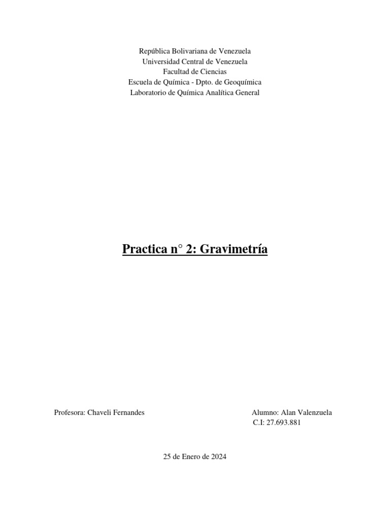 Practica N°2 - Gravimetria | PDF