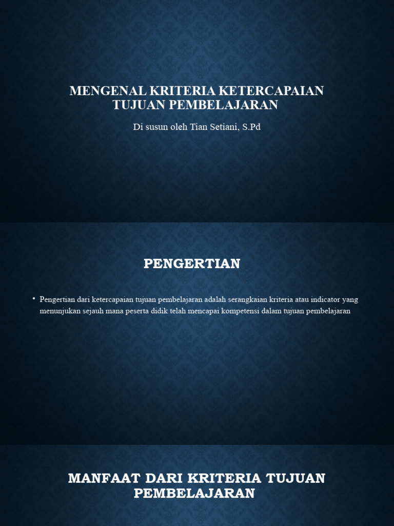 Mengenal Kriteria Ketercapaian Tujuan Pembelajaran | PDF