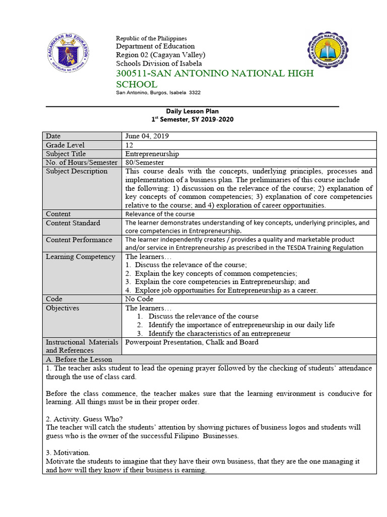 DLP Entrep June 4-Day 2 Week 1 2019 | PDF