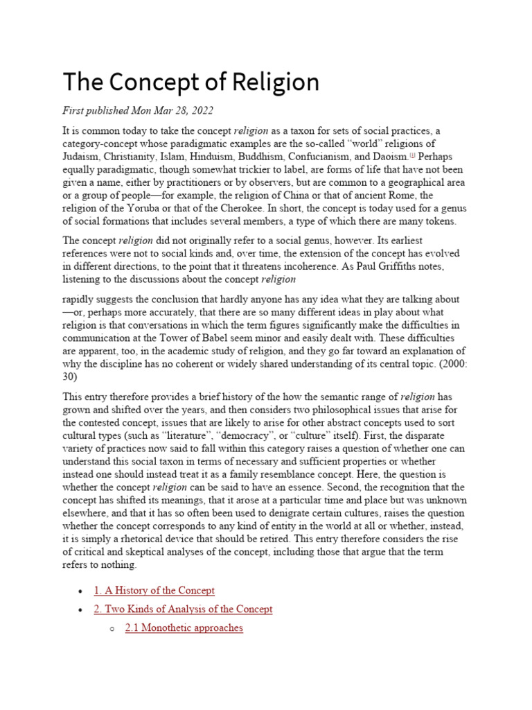 Understanding the Concept of Religion | PDF | Concept | Definition