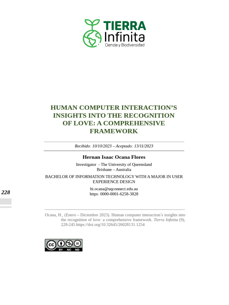 Human Computer Interaction’s insights into the Recognition of Love: A Comprehensive Framework ...