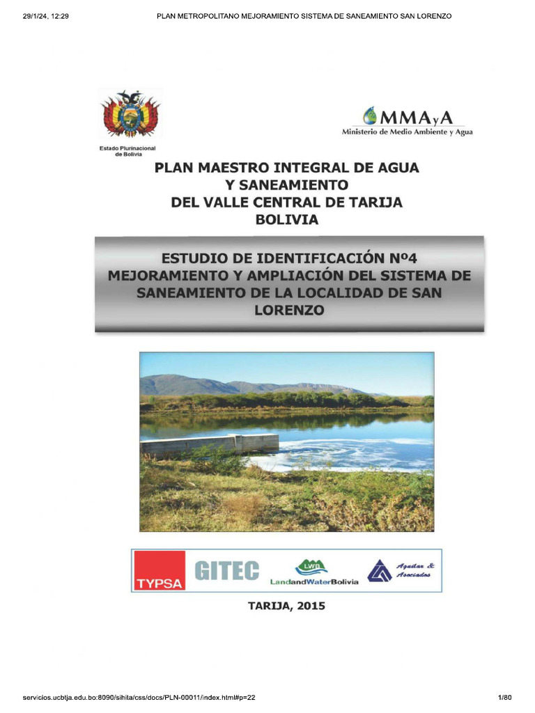 Plan Metropolitano Mejoramiento Sistema de Saneamiento San Lorenzo | PDF