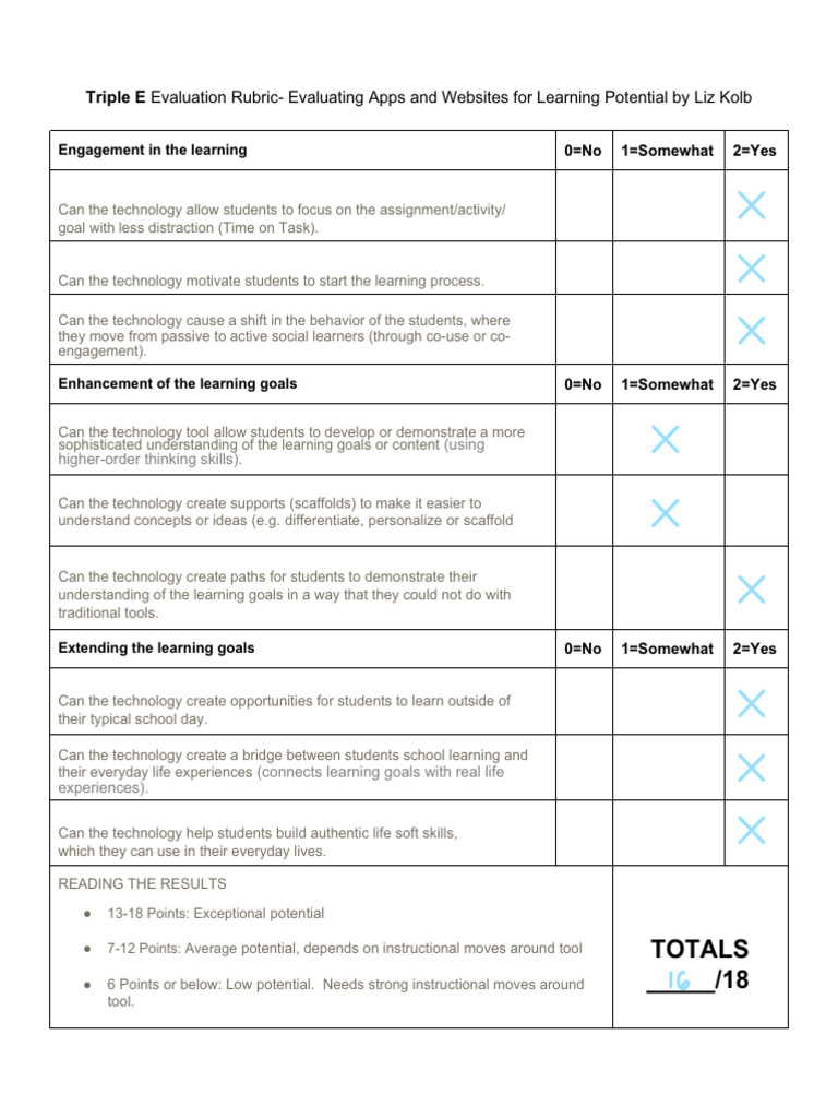 Triple-E Evaluation Form Classdojo | PDF
