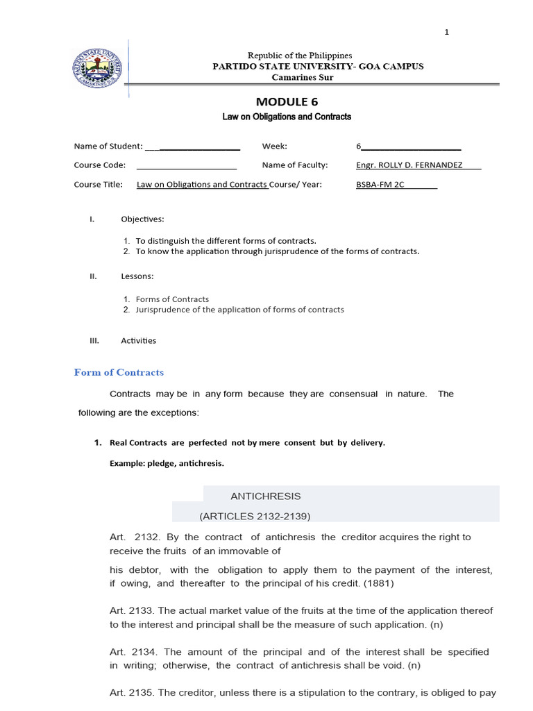 Revised Oblicon Module 6 | PDF