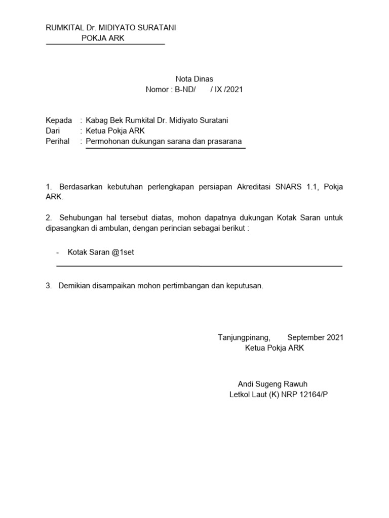Contoh Nota Dinas | PDF