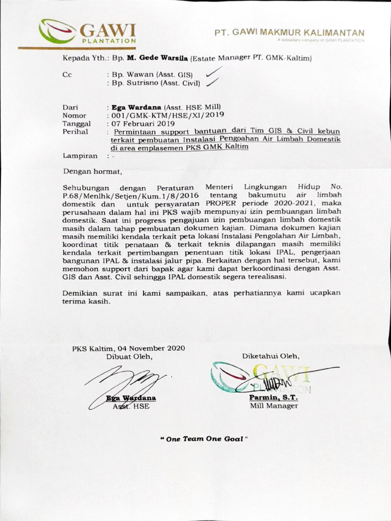 Surat Permintaan Bantuan Tim GIS Dan Civil Kebun | PDF