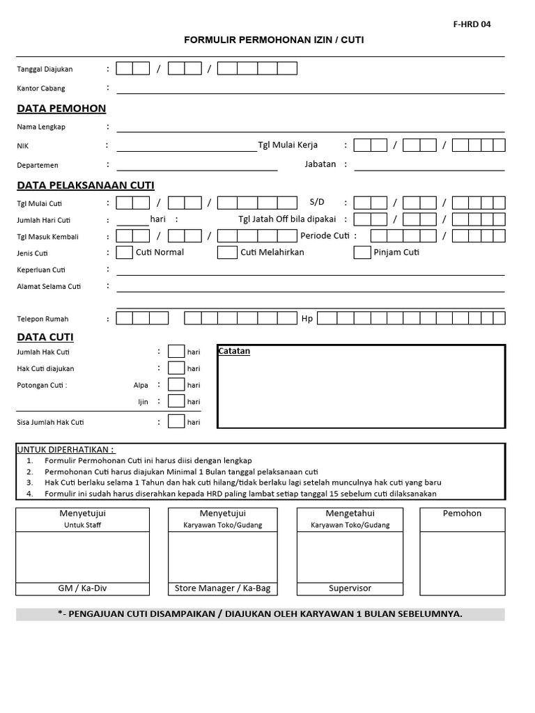 Form Cuti Izin | PDF