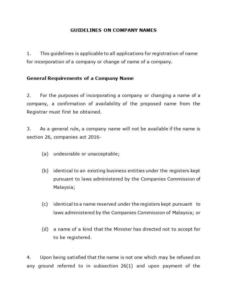 Guidelines On Names | PDF