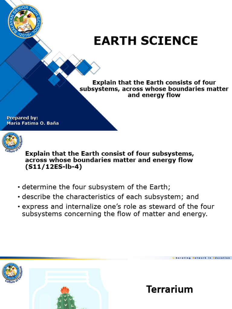 Earth Science Lesson 2 Explain That The Earth Consists of Four ...