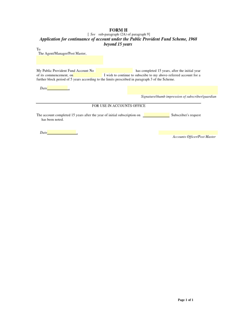 PPF Continuance Application Form | PDF
