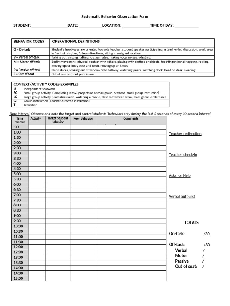 systematic-behavior-observation-form ENG | PDF