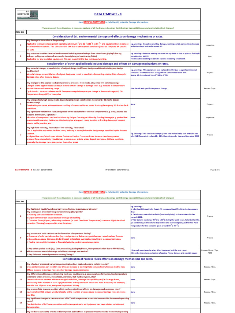 PPS RBI Data Template-8 - Review Questions - REv. 02 21082020 SI Units | PDF