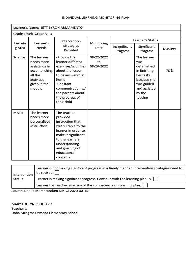 Ilmp Q1 | PDF | Learning | Teachers
