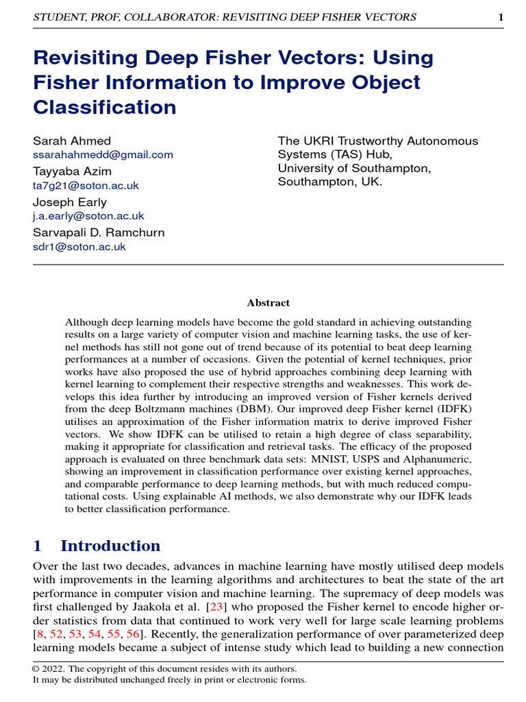 Revisiting Deep Fisher Vectors: Using Fisher Information To Improve Object Classification | PDF