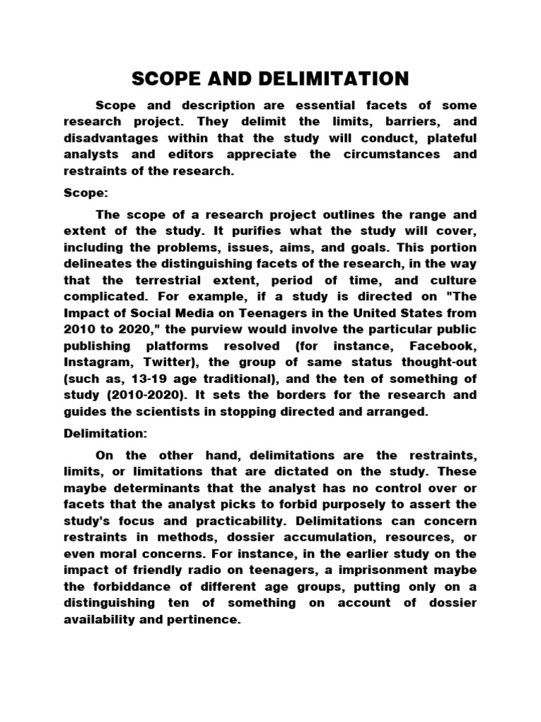 Scope and Delimitation | PDF