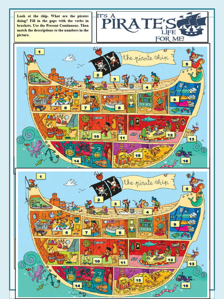 Its A Pirates Life For Me Grammar Drills Picture Description Exercises ...