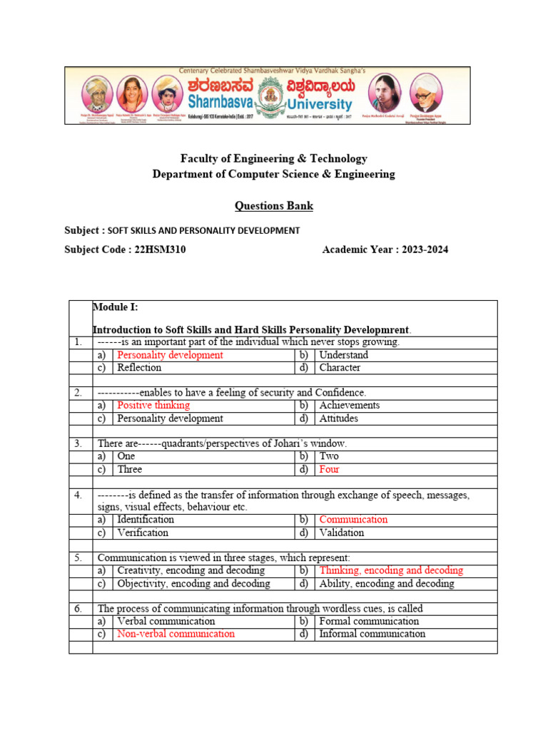 Soft Skill Question Bank | PDF
