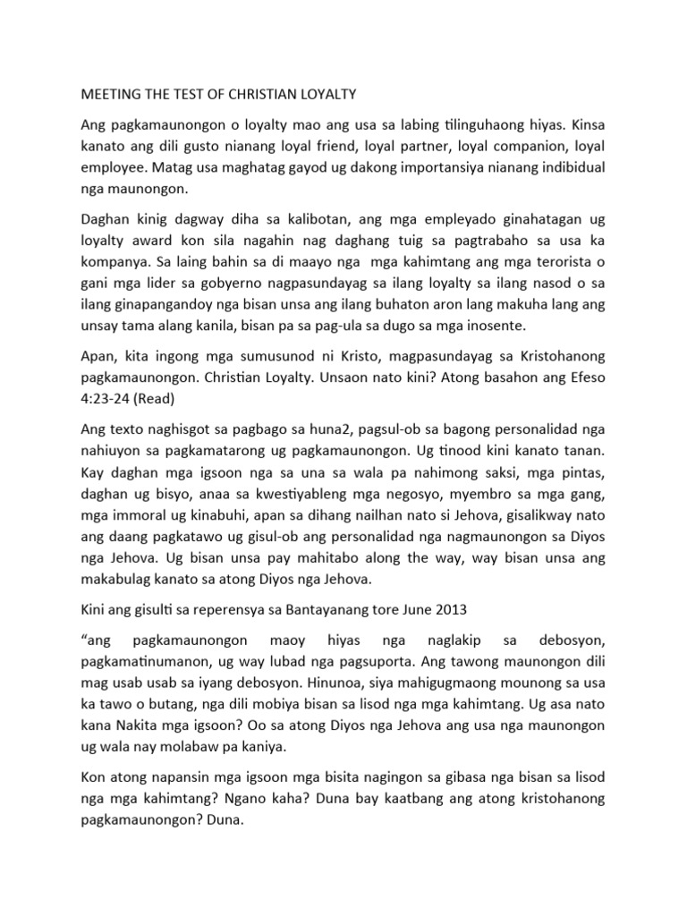 Meeting The Test of Christian Loyalty | PDF