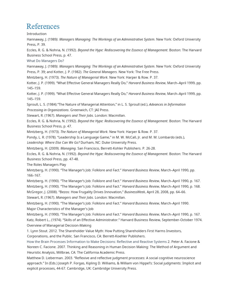 References For Principles of Management OC | PDF