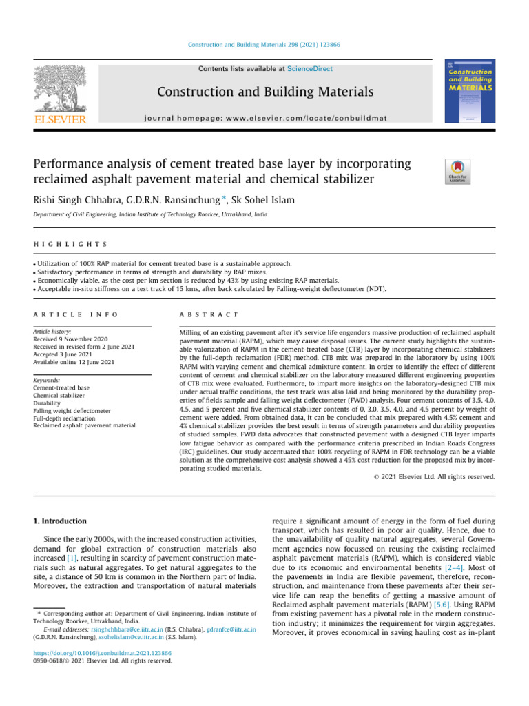 1 s2.0 S0950061821016263 Main | PDF | Road Surface | Scanning Electron ...