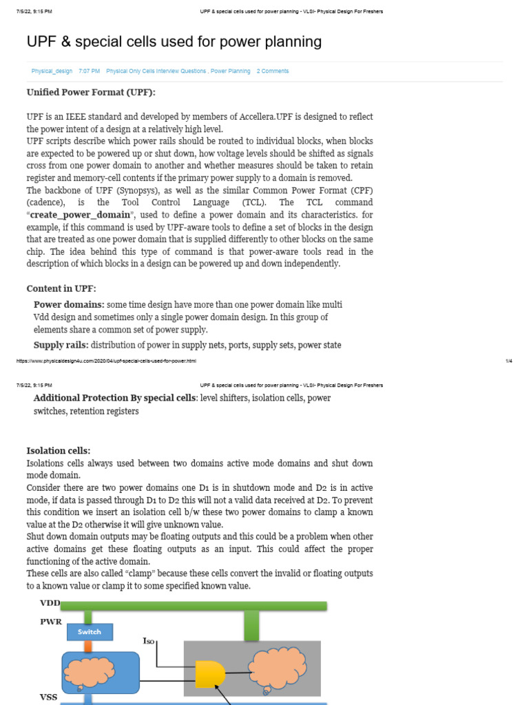 UPF & Special Cells Used For Power Planning - VLSI - Physical Design ...