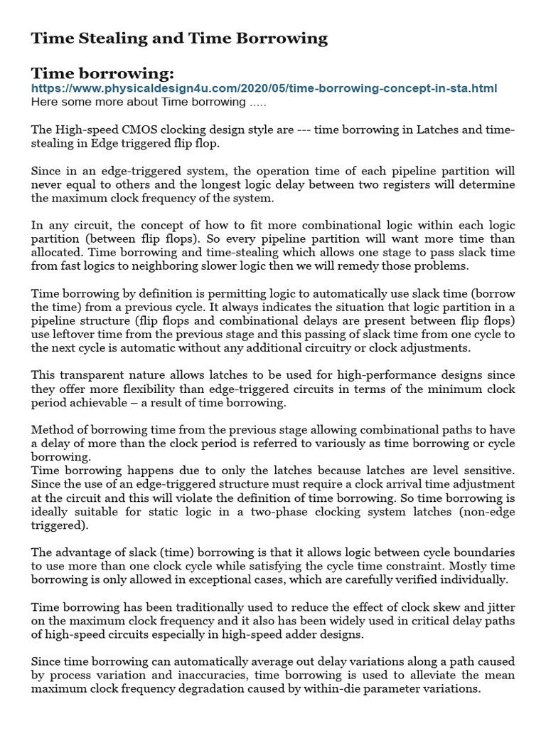 Time stealing and difference between Time borrowing and Time stealing - VLSI- Physical Design ...