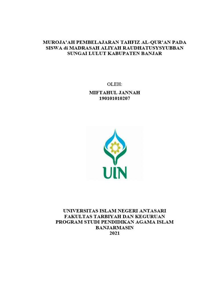 Miftahul Jannah 190101010207 (Proposal Skripsi) | PDF | Filsafat