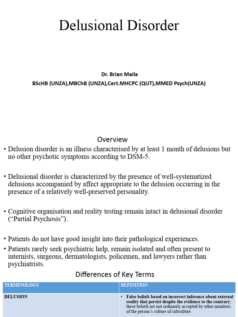 Delusional Disorder Overview and Criteria | PDF | Wellness | Science ...