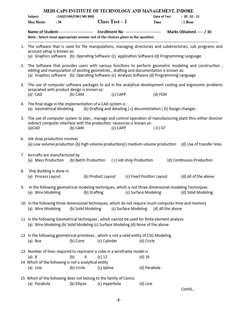 CIM Test 1 | PDF | Teaching Methods & Materials