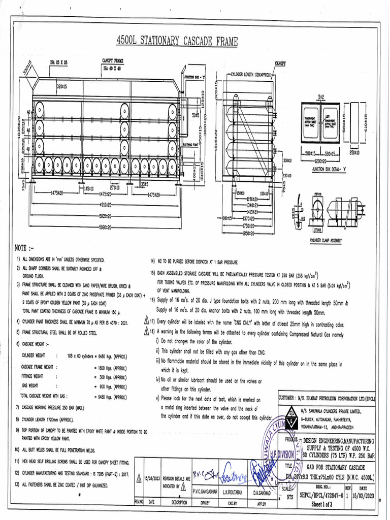 BPCL 4500 Ltrs Stationary Cascade Drawing | PDF