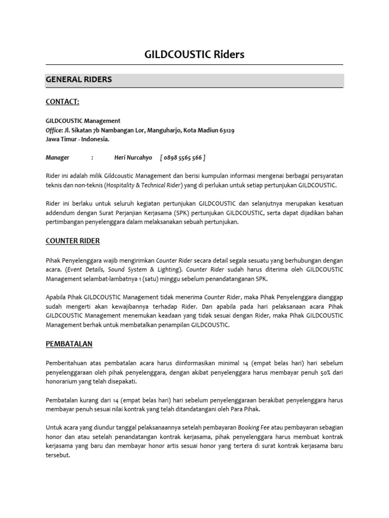 GILDCOUSTIC Rider | PDF