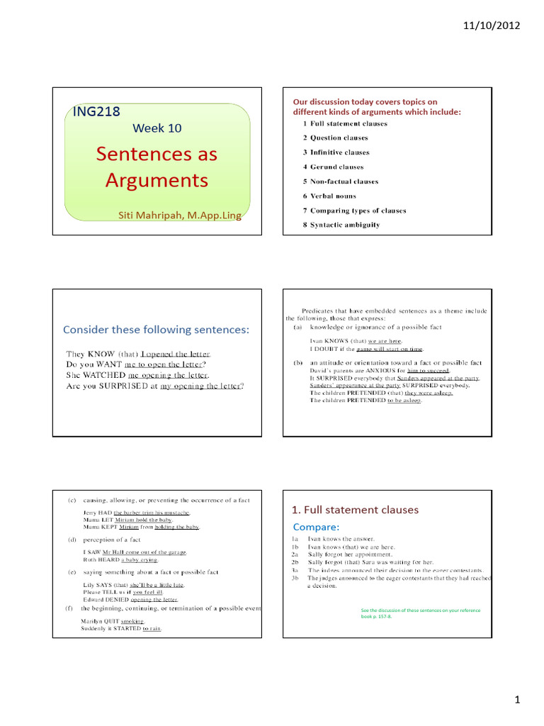 ING218-Sentences As Arguments | PDF
