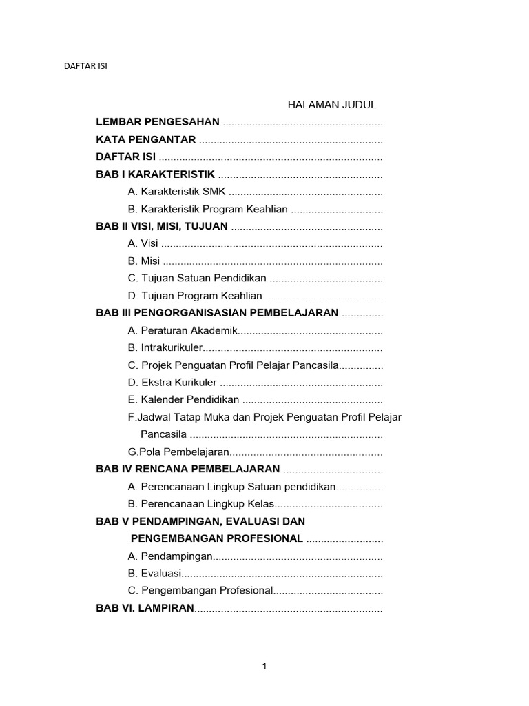 Contoh Daftar Isi | PDF