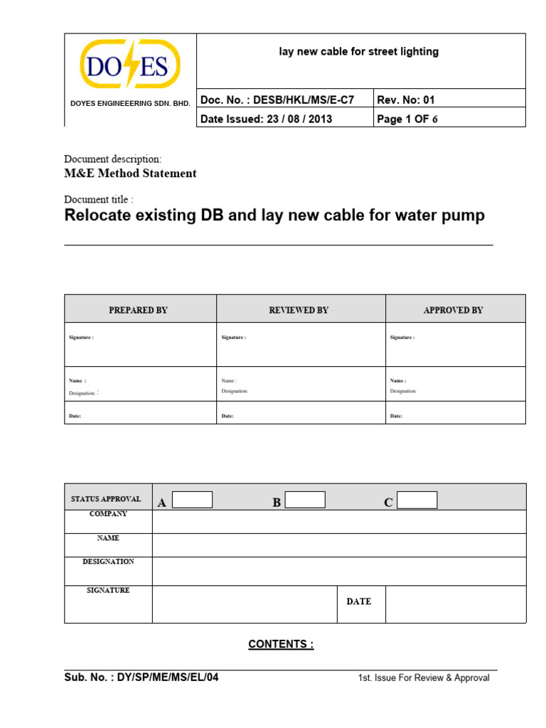Method statement- relocate street lighting | PDF