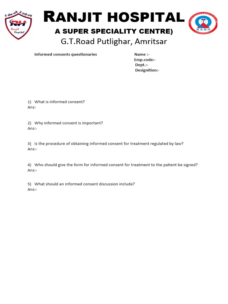 Questionary For Informed Consent | PDF