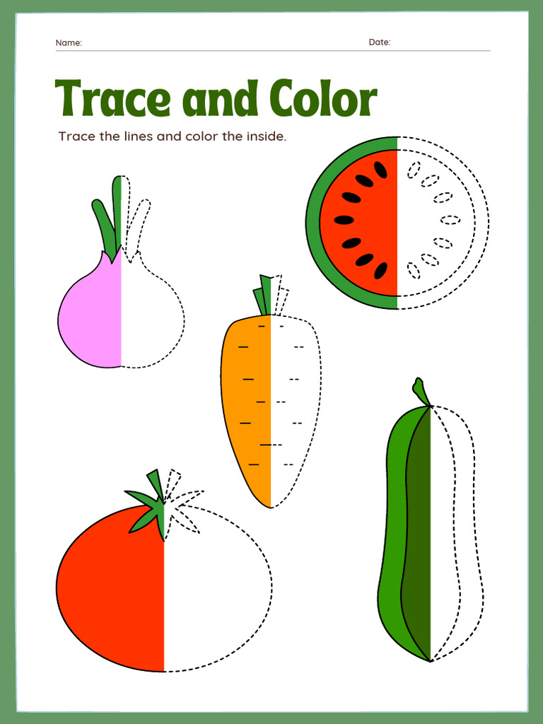 Colorful Fun Trace and Color Worksheet Set | PDF | Home & Garden