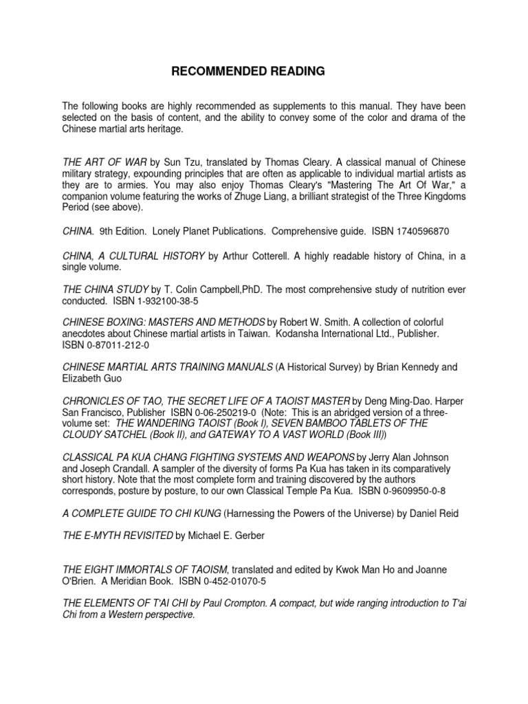 Recommended Martial Arts Books Pdf