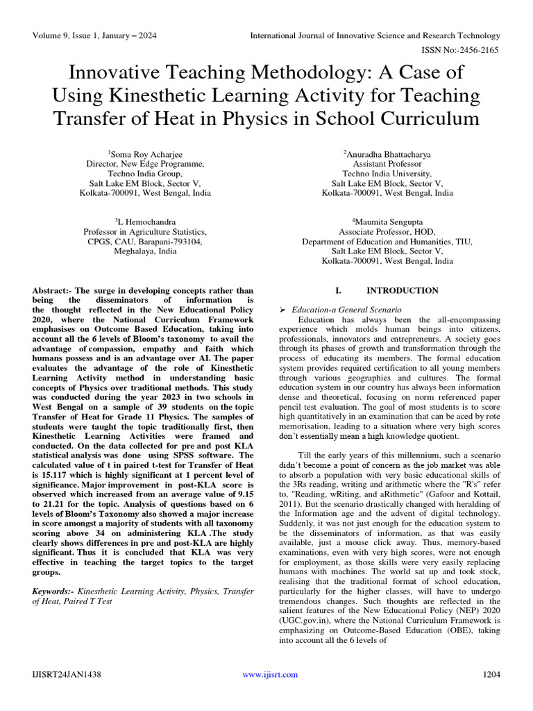 Innovative Teaching Methodology: A Case of Using Kinesthetic Learning Activity For Teaching ...