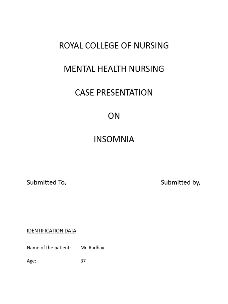 Case Presentation On Insomnia | PDF | Lifestyle